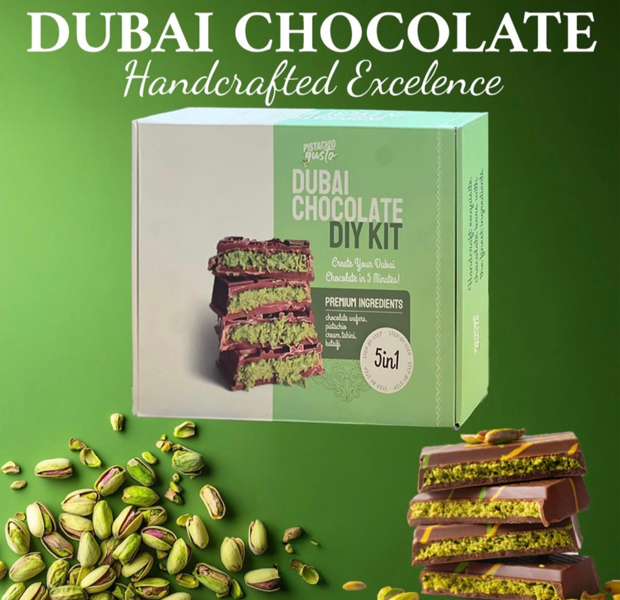 5 IN 1 DIY DUBAI CHOCOLATE KIT PISTACHIO GUSTO | House Of Desserts
